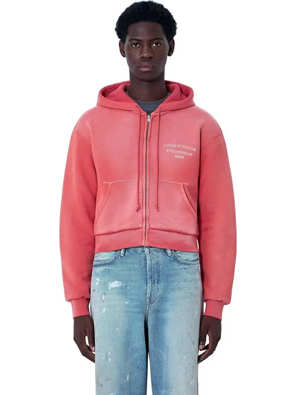 Acne Studios Zip-up Hoodie With Drawstring Hood - Red