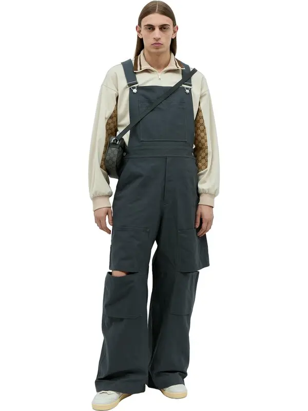 Gucci Logo Patch Dungarees - Gray