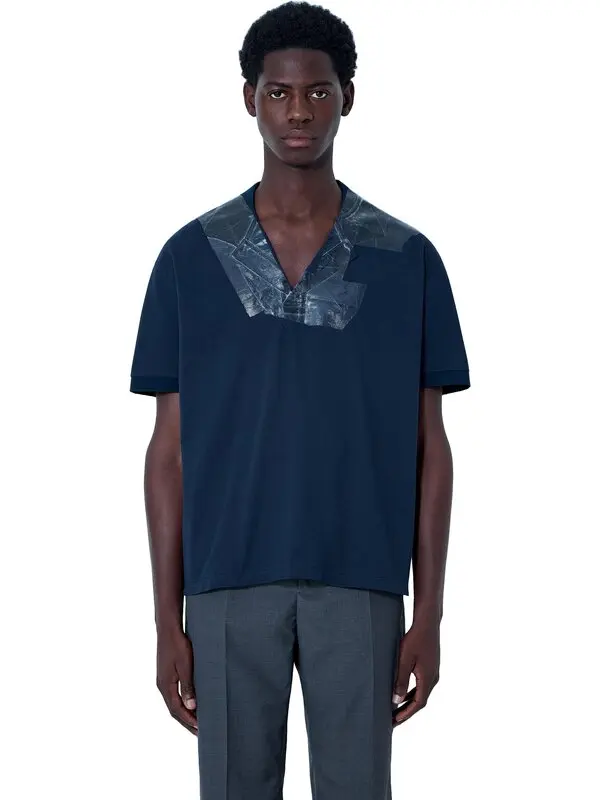 MAISON MARGIELA V-neck Panel T-shirt - Blue