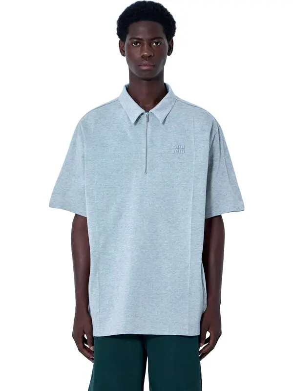 Miu Miu Half-zip Polo Shirt - Gray