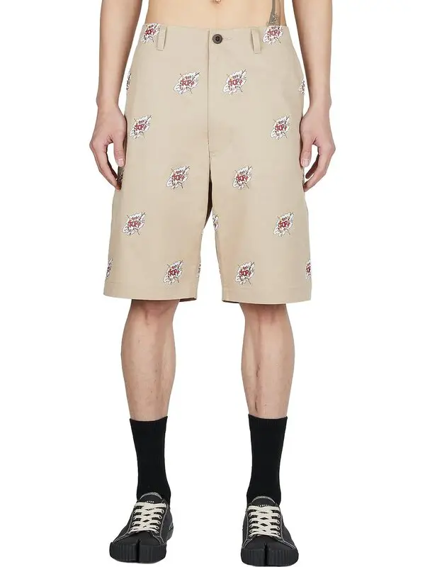 Junya Watanabe Graphic Print Cotton Shorts - Cream