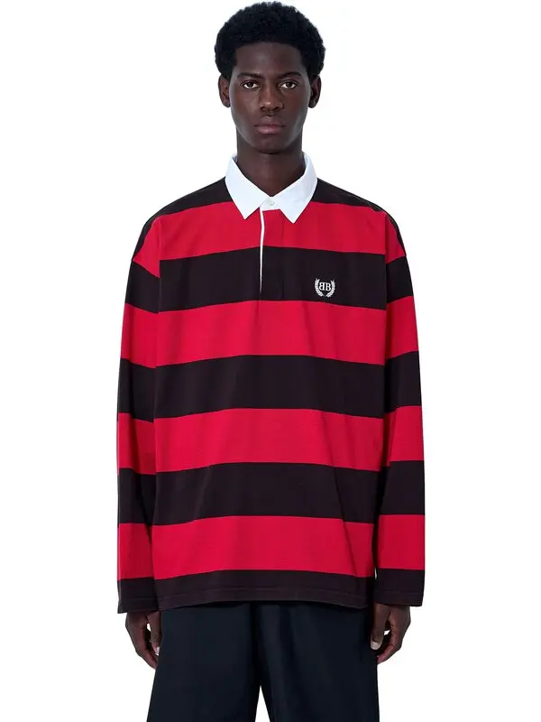 Balenciaga Striped Rugby T-shirt - Red