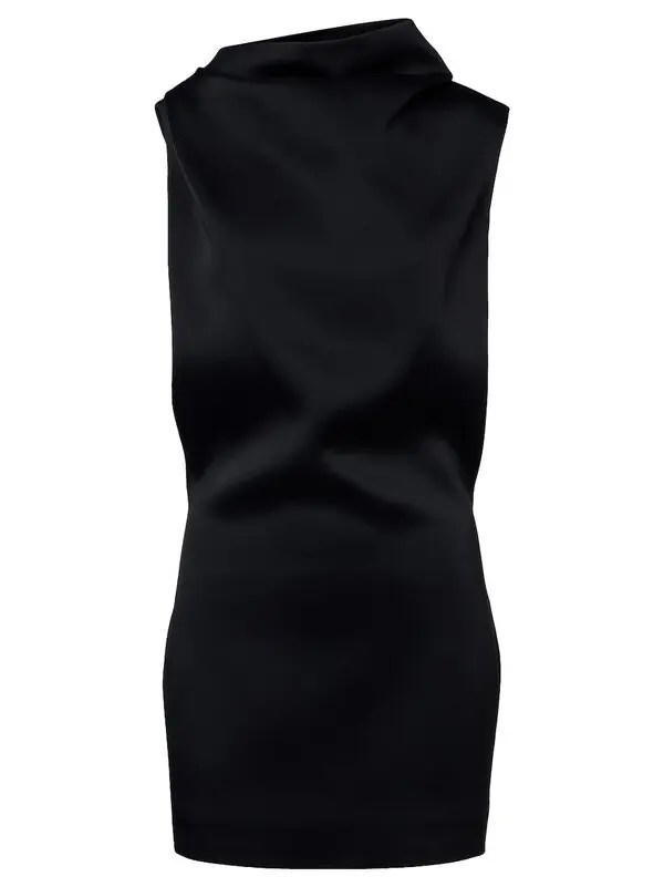 Khaite Astor Draped Crêpe Satin Mini Dress - Black