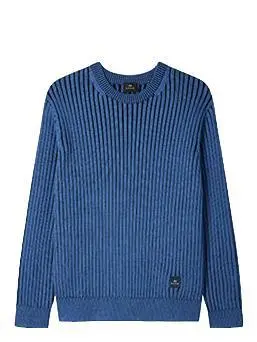 Paul Smith Ribbed Cotton And Wool-blend Sweater - Blue