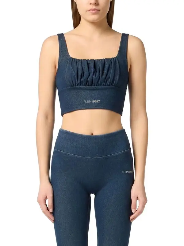 PLEIN SPORT Cropped Ruched Top - Blue