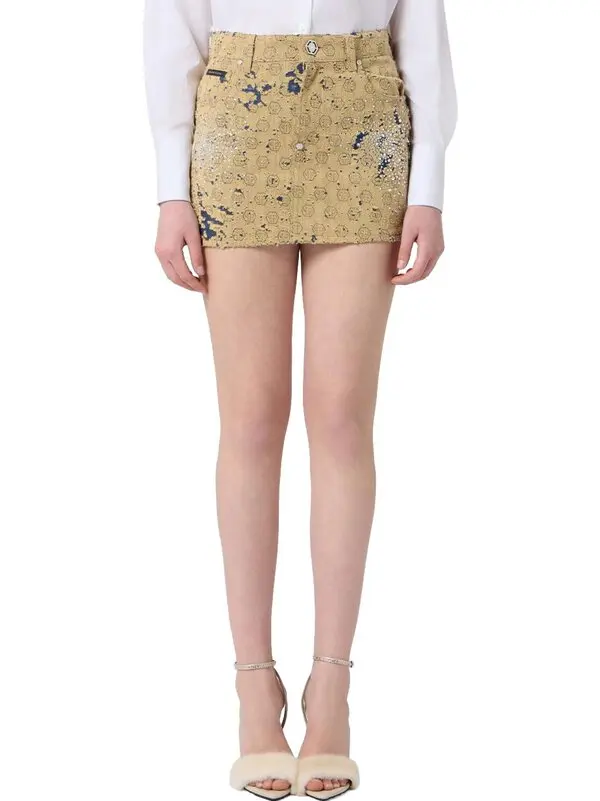 Philipp Plein Embellished Pencil Skirt - Beige
