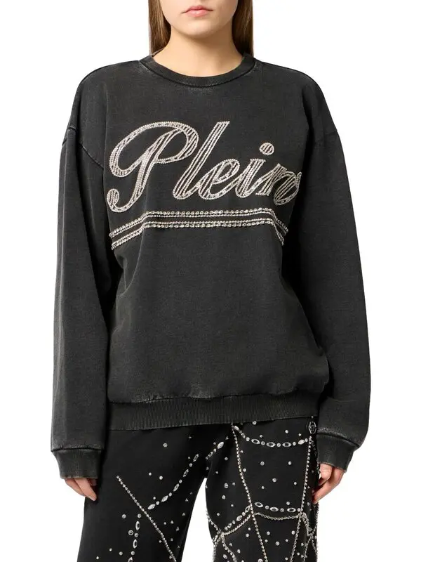 Philipp Plein Embellished Logo Sweatshirt - Black
