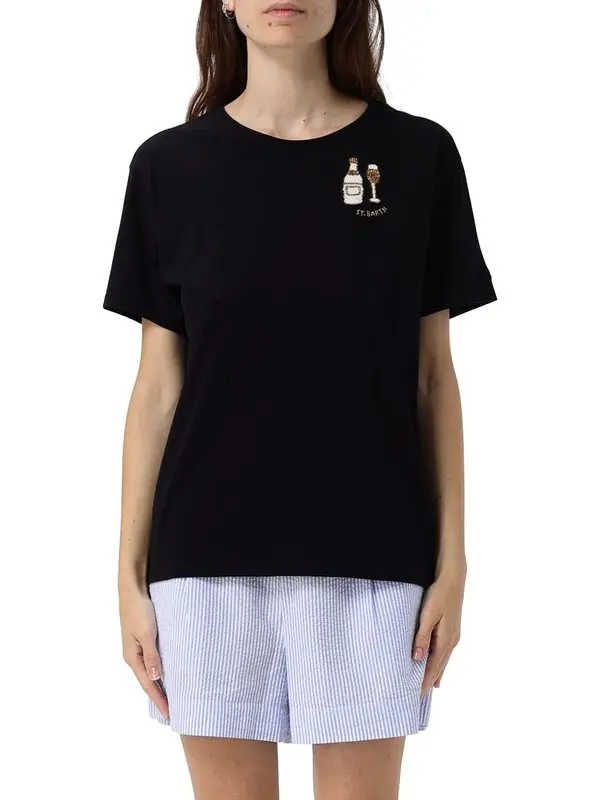 MC2 SAINT BARTH Crewneck Cotton T-shirt With Graphic Print And Logo - Black 1