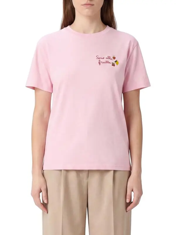 MC2 SAINT BARTH Crewneck Cotton T-shirt With Graphic Print And Logo - Pink