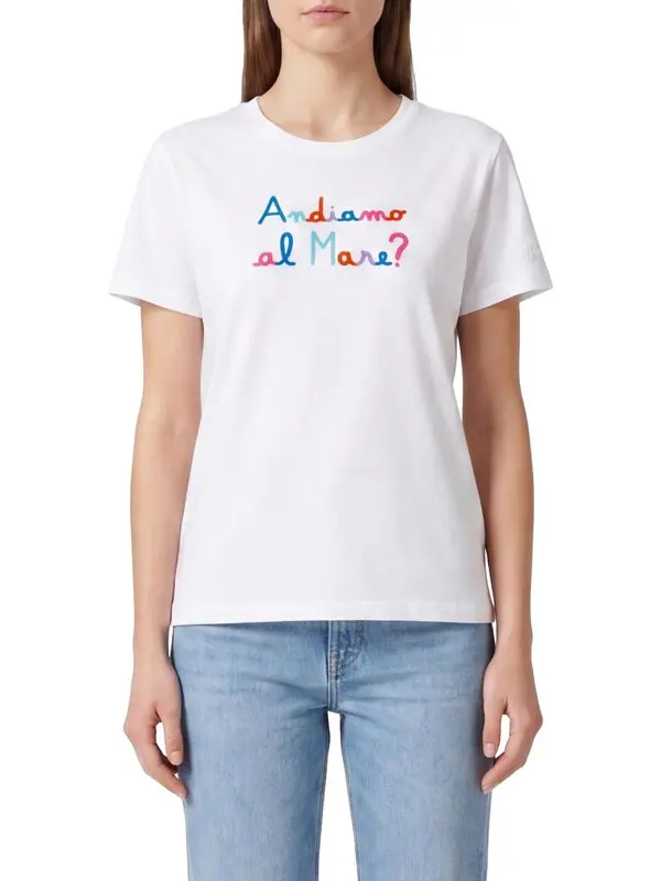 MC2 SAINT BARTH Crewneck Cotton T-shirt With Graphic Print And Logo - White 2