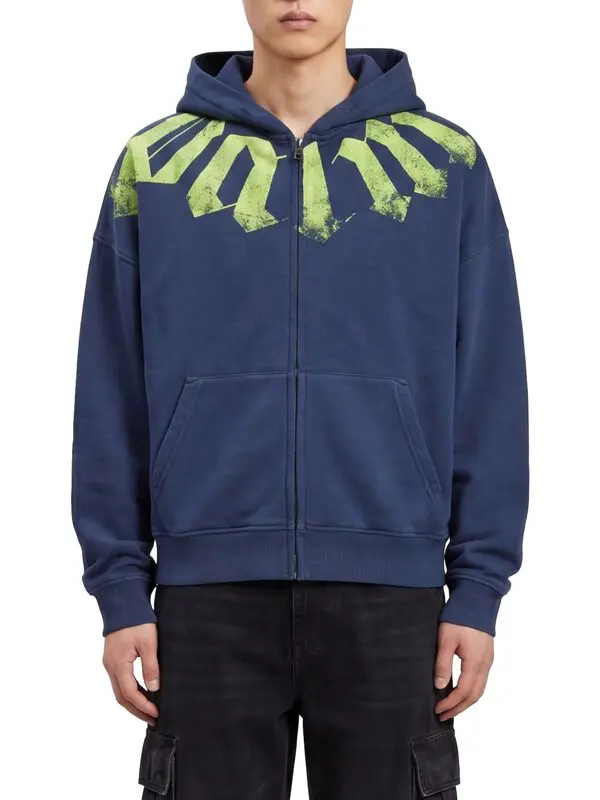 Palm Angels La" Graphic Zip Hoodie - Blue