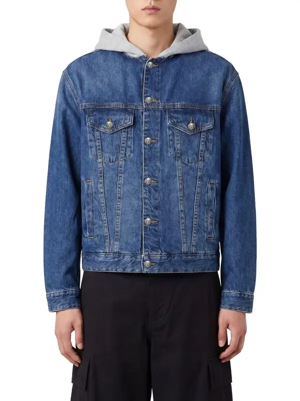 Palm Angels Jacket With Hood - Denim