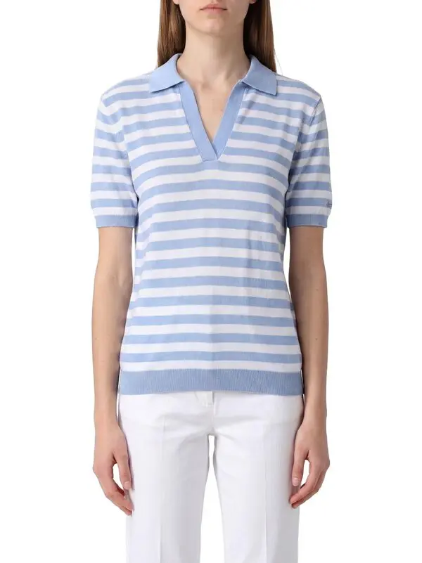 MC2 SAINT BARTH Striped Knit Polo Shirt - Blue