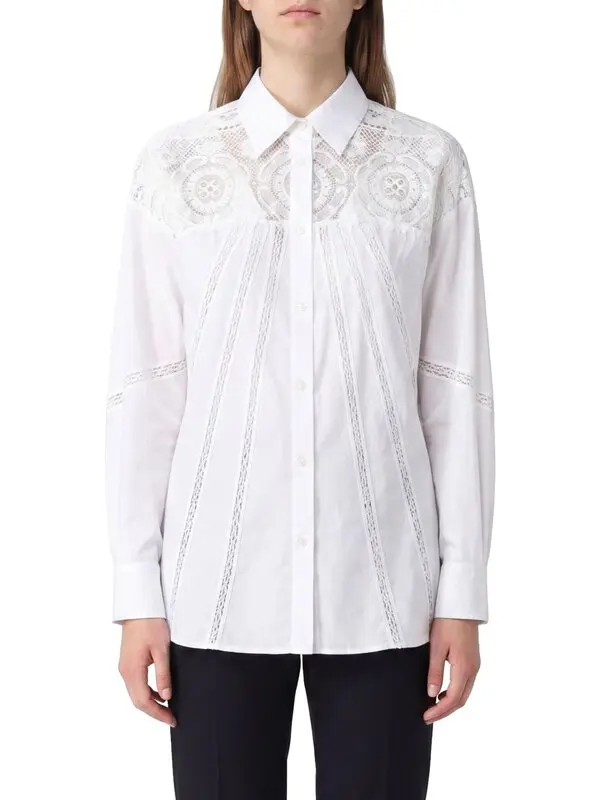 SEMICOUTURE Lace Detail Shirt - White