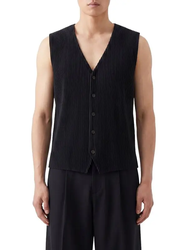 Issey Miyake Homme Plissé Pleated Vest - Black