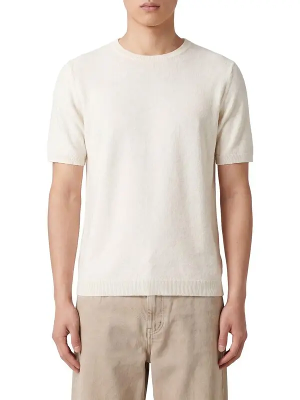 ROBERTO COLLINA Short Sleeve Knit Pullover - White