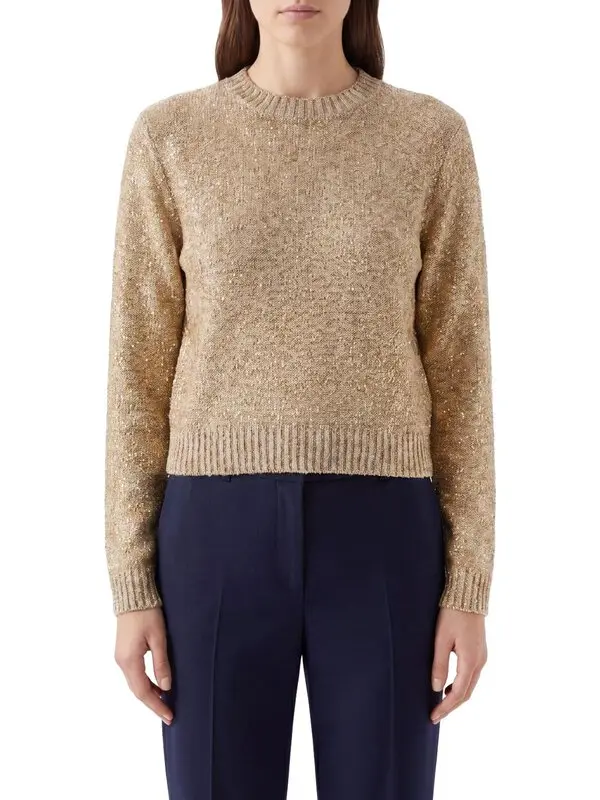 Brunello Cucinelli Linen And Cashmere Long-sleeved Crew Neck Jumper - Grey