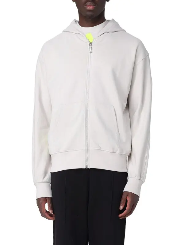 DISCLAIMER Cotton Zip-up Hoodie With Printed Logo - Grey