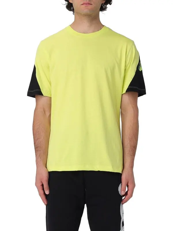 DISCLAIMER Cotton T-shirt With Graffiti Logo Print And Dropped Shoulders - Lime