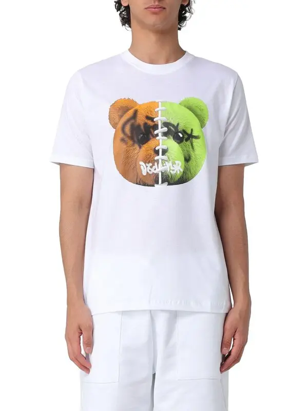 DISCLAIMER Slim Fit Cotton T-shirt With Teddy Bear Print - White
