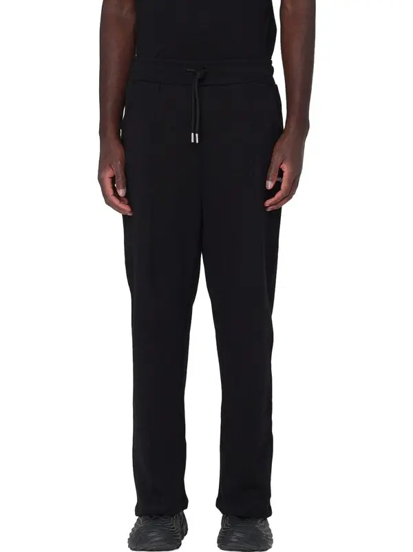 DISCLAIMER Slim Fit Cotton Jogging Trousers With Drawstring - Black
