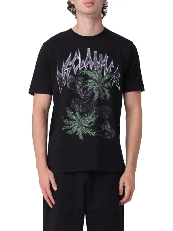 DISCLAIMER Cotton T-shirt With Graphic Graffiti Print - Black