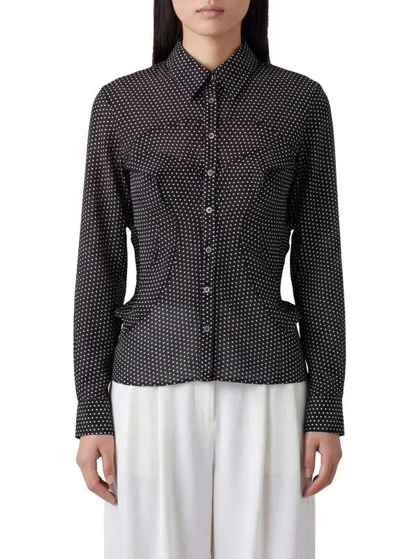 Junya Watanabe Polka Dot Print Slim Fit Jersey Shirt - Black