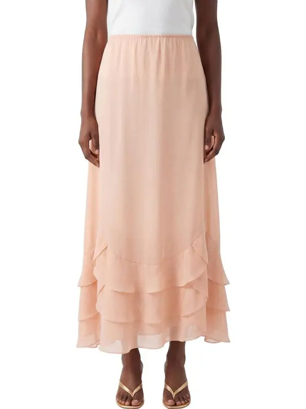 Simone Rocha Silk A-line Midi Skirt With Ruffled Hem - Pink