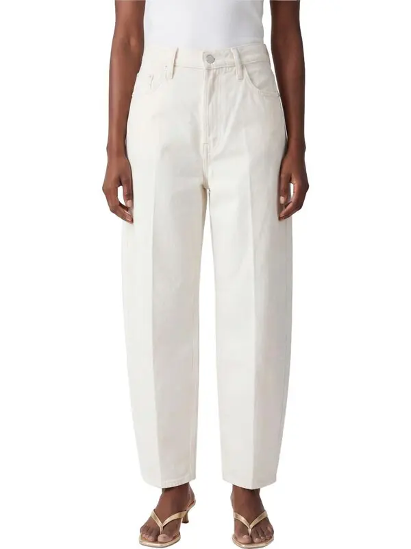 MOTHER High-waisted Wide Leg Jeans In Cotton Denim - White