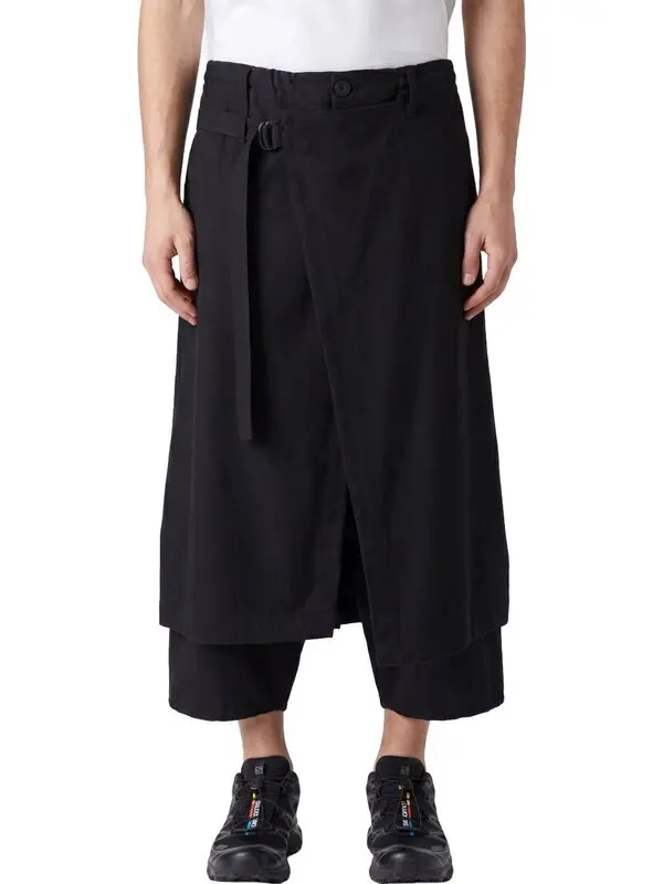 Yohji Yamamoto Belted Wrap Trousers - Black