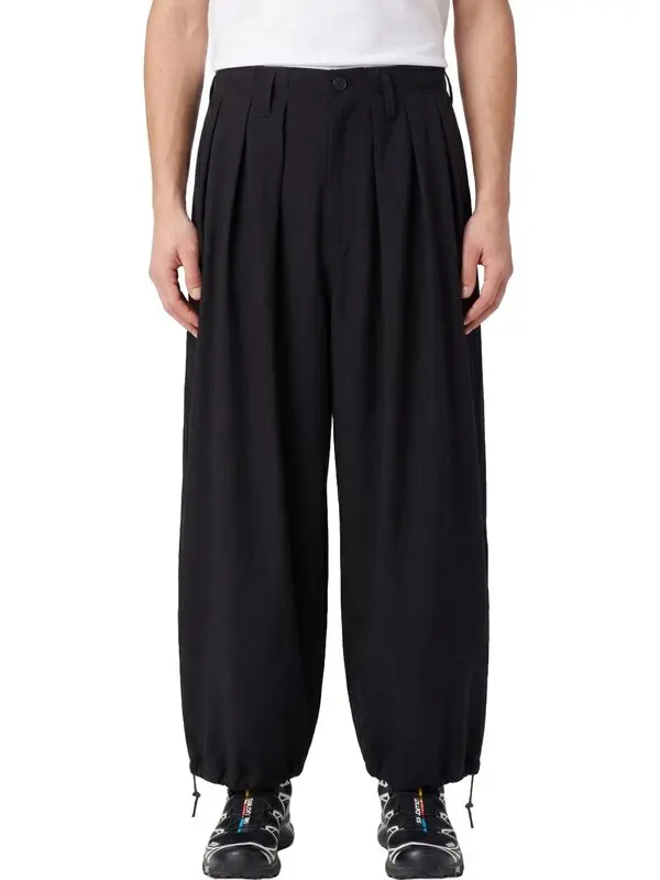 Yohji Yamamoto Wide Leg Pleated Trousers - Black