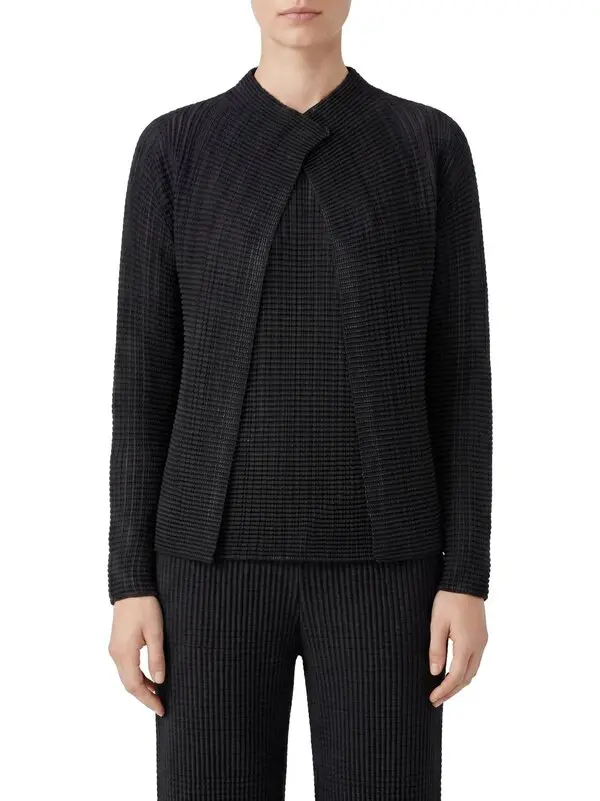 Issey Miyake Pleated Polyester Cardigan - Black
