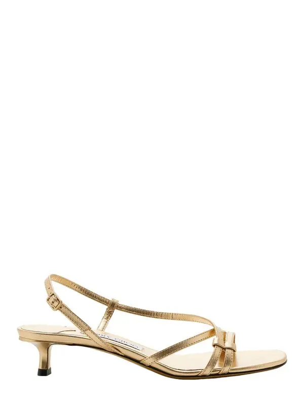 JIMMY CHOO Farris Metallic Leather Sandals - Gold