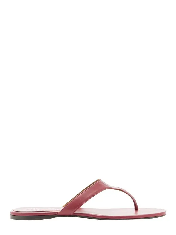 Khaite Archer Glazed Calfskin Thong Sandals - Burgundy