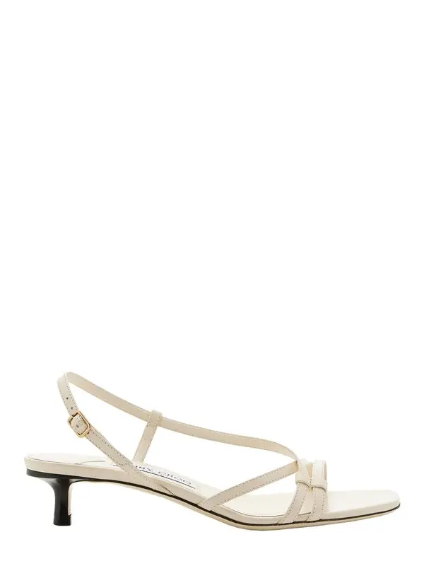 JIMMY CHOO Farris Leather Strappy Low Heel Sandals - White