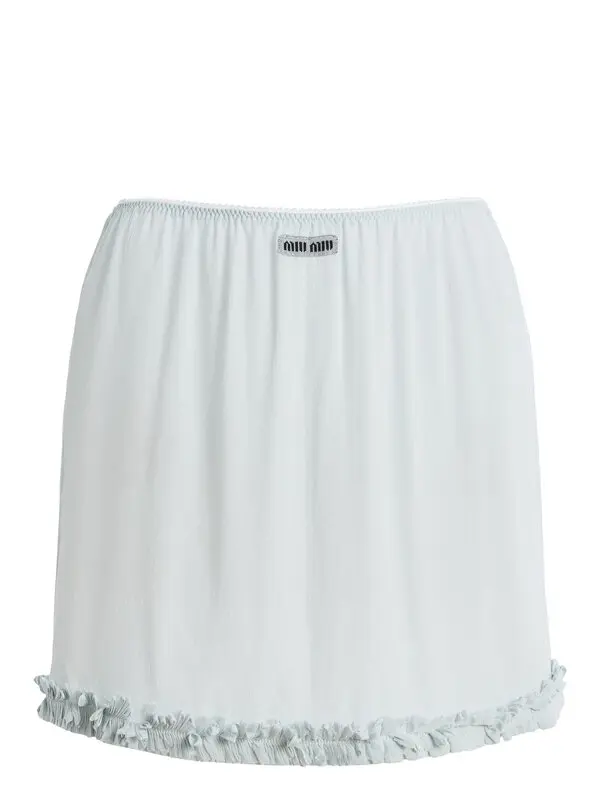 Miu Miu Ruffled Silk-crepe Midi Skirt - Blue