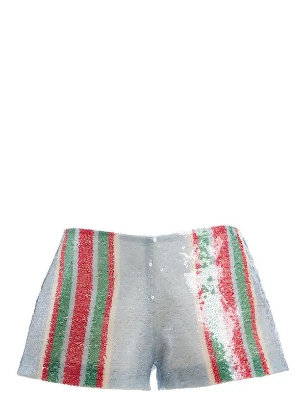 La Veste Sequined Mini Shorts - Blue