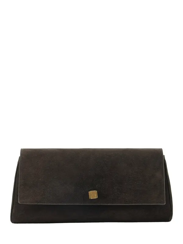Khaite Audrey Suede Clutch - Brown