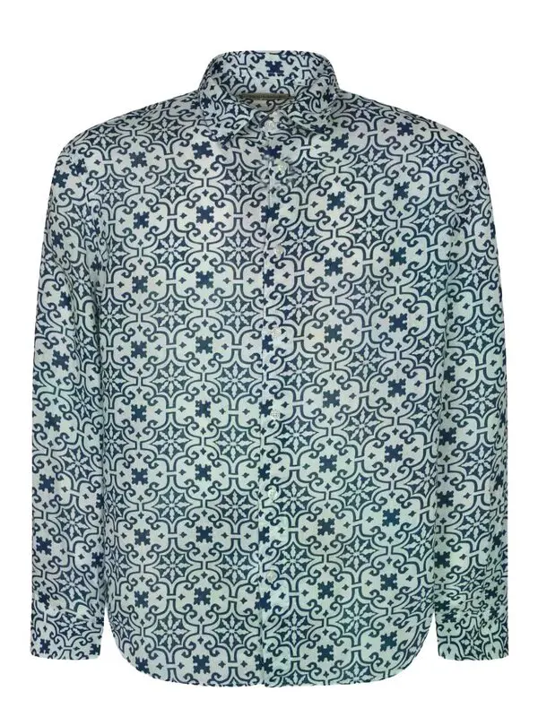 PENINSULA SWIMWEAR Geometric-print Long-sleeve Shirt - Blue
