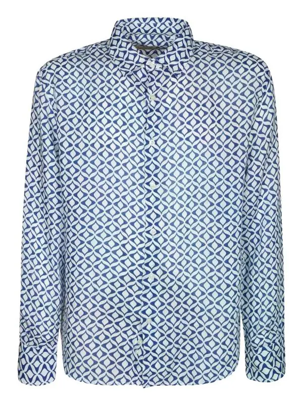 PENINSULA SWIMWEAR Alina Geometric-print Long-sleeve Shirt - Blue