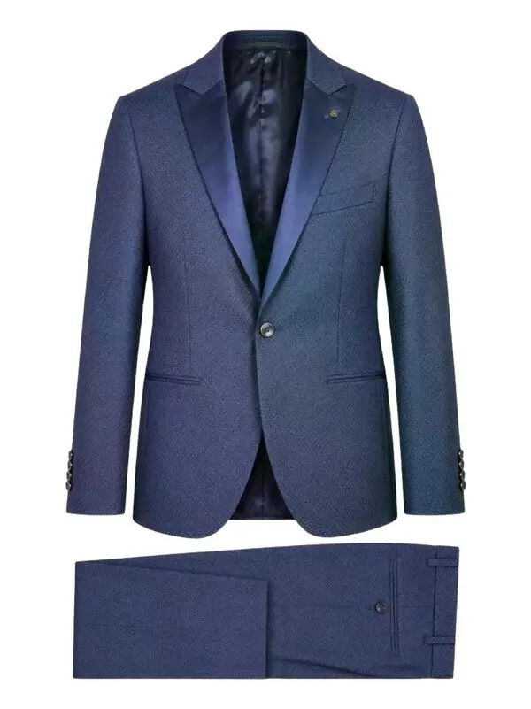 LUIGI BIANCHI MANTOVA Diamond-patterned Peak-lapel Suit - Blue