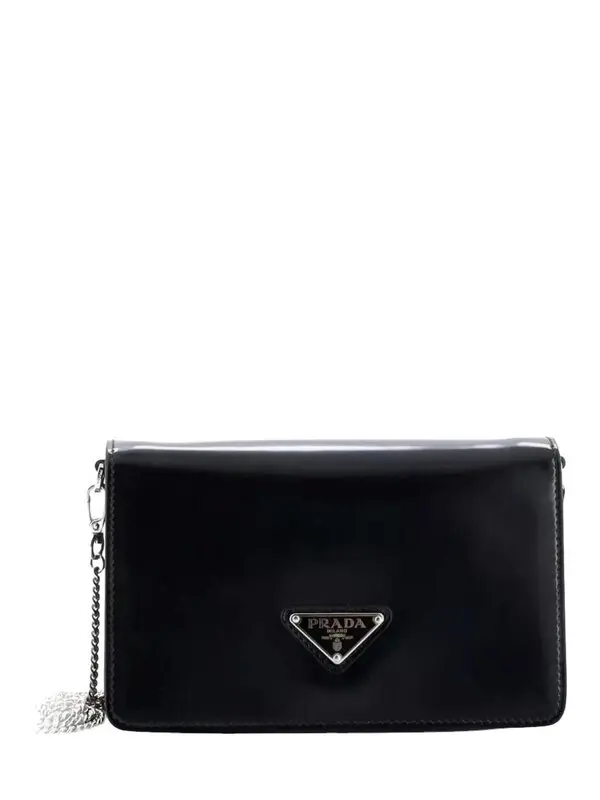 Prada Brushed Leather Crossbody Bag - Black