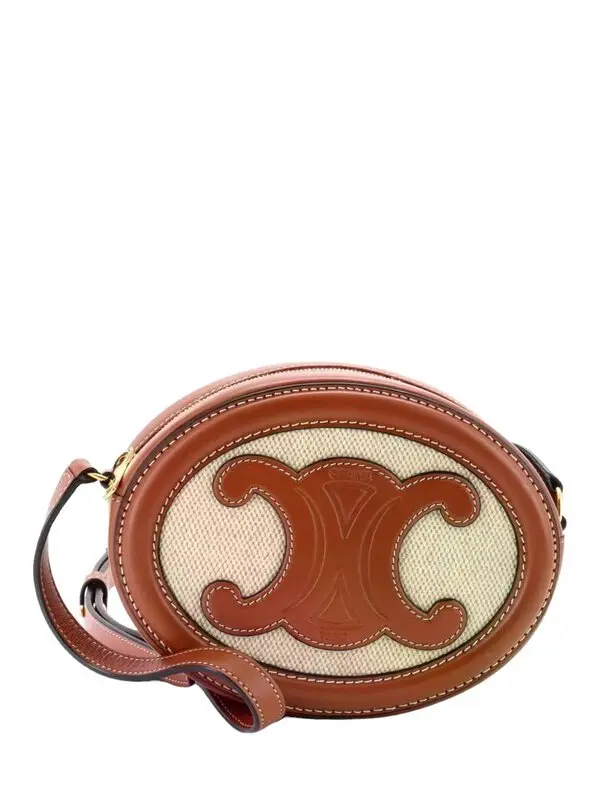 Celine Triomphe Canvas And Leather Crossbody Bag - Brown