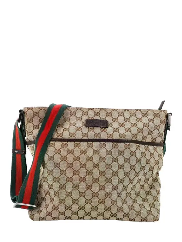 Gucci Gg Canvas Web Messenger Crossbody Bag - Brown