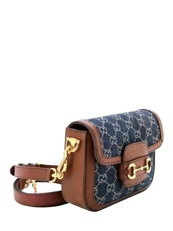 Gucci Horsebit 1955 Gg Denim Mini Shoulder Bag - Blue