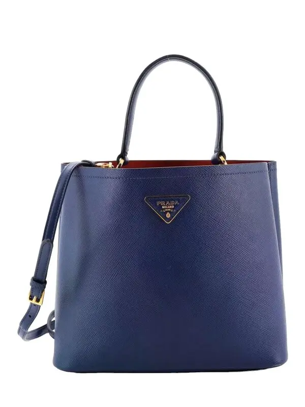 Prada Panier Saffiano Leather Large Bucket Bag - Blue