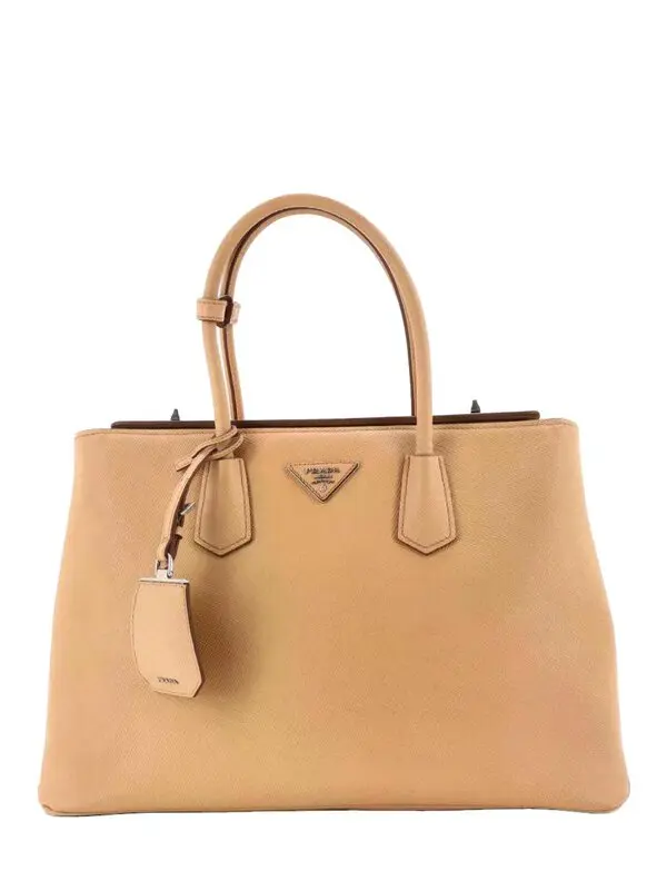 Prada Twin Saffiano Leather Tote Bag - Neutrals