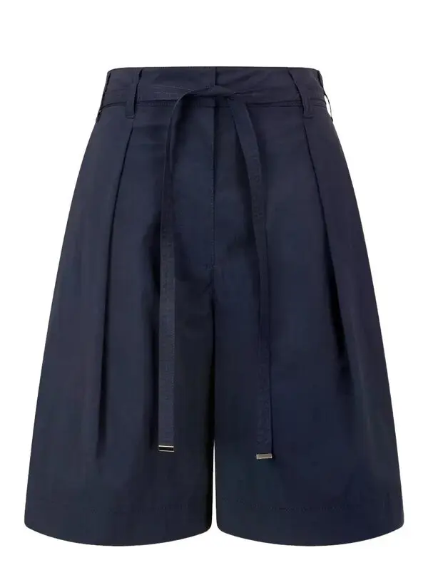 STUDIO TOMBOY Belted Pleated Knee-length Tailored Shorts - Blue