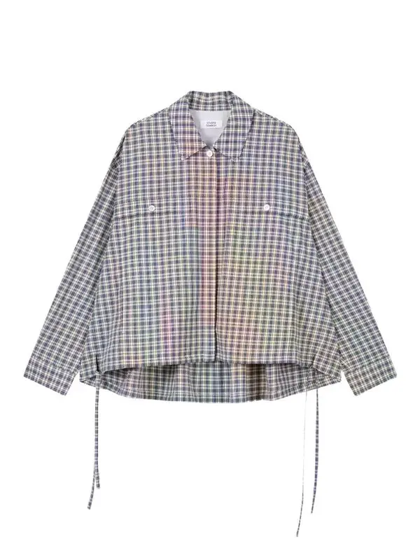 STUDIO TOMBOY Check-pattern Drawstring-hem Shirt - Neutrals