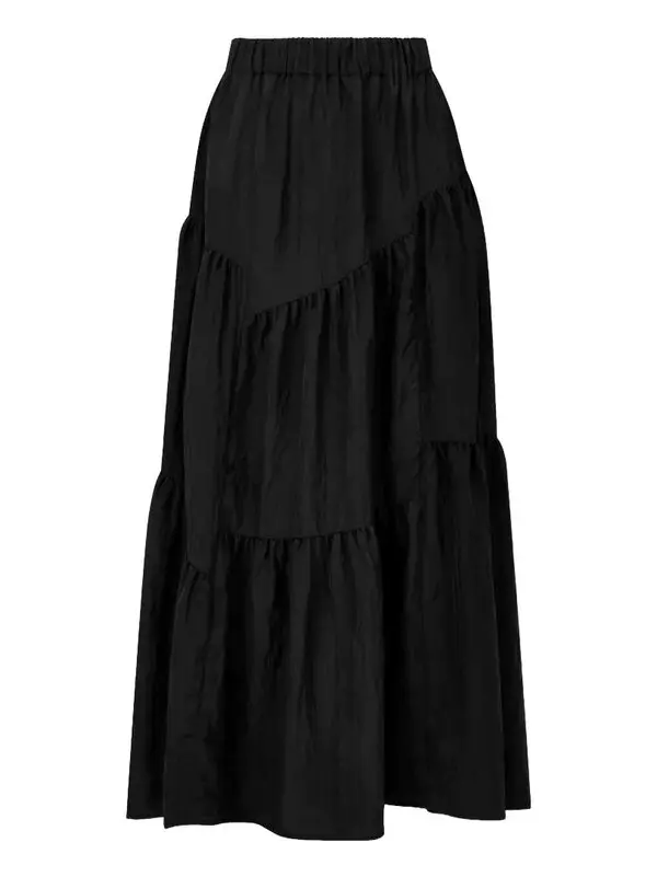 STUDIO TOMBOY Asymmetrical Tiered A-line Maxi Skirt - Black